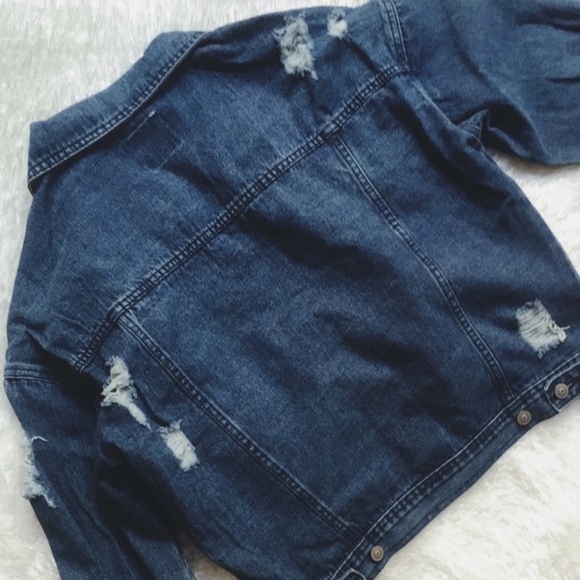 SmilingBear | Jackets & Coats | Nwt Oversized Distressed Denim Jacket W ...